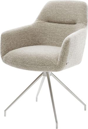 DELIFE Polsterstuhl Pejo-Flex Kreuzgestell konisch Edelstahl Webstoff Soft Beige Taschenfederkern