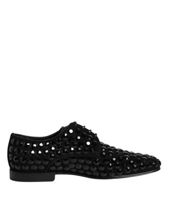 Dolce & Gabbana Schwarze Wildleder Strass Derby Schuhen