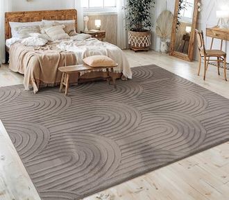 Paco Home Tapis Salon Chambre Adulte Poils Ras Motif Scandinave Motif Boho Motif Geometrique, Dimension:120x160 cm, Couleur:Gris 4
