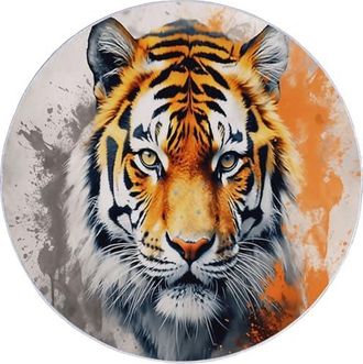Generic Tapis Rond Salon, Tiger Realistic Graffiti Tapis de Sol D&eacute;coration Antid&eacute;rapant 180 cm (Round) Tapis de Sol D&eacute;coration Antid&eacute;rapant Couleur Orange