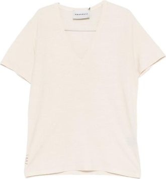 Amaranto Amar&aacute;nto, Homme, Tops, Beige, Taille: L T-shirt col en V
