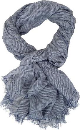 Ella Jonte Écharpe pour homme à rayures en coton bleu rouge ou gris blanc, bleu, taille unique