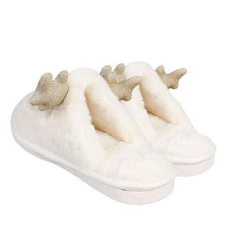 Supvox Chaussures de Maison Chaudes Coton avec Motif No&euml;l Semelle Antid&eacute;rapante pour Femmes