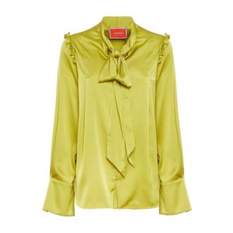 La DoubleJ Opulentes Stretch-Satin-Ascot-Hemd - - Blouses & Shirts - Damen - Gr&uuml;n - XS