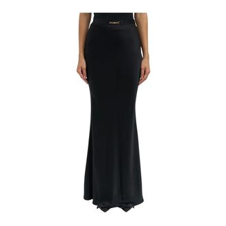 Elisabetta Franchi Femme, Jupes, Noir, Taille: 36 FR Maxi Jupe avec Ourlet Trompette