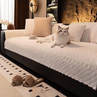 Generic Neue waschbare Flanell-Sofabezug - Rutschfester Sofaschutz f&uuml;r Eck- und Einzelsitzkissen-Couches White 30 * 50cm/11.81 * 19.69inLumbar Pillow Cover