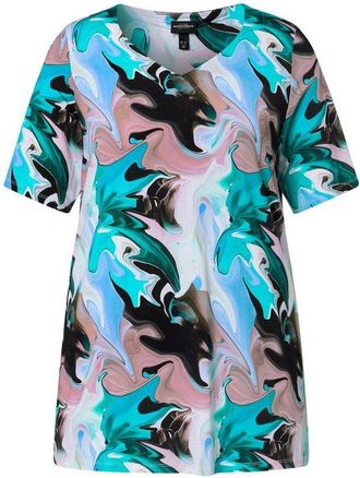 Ulla Popken T-Shirt Slinky-Shirt Marmor-Design Herzausschnitt Halbarm
