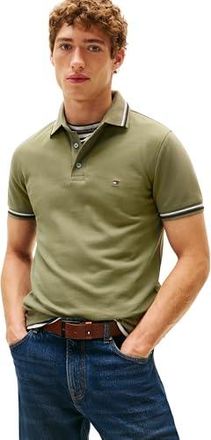 Tommy Hilfiger Polo Manches Courtes Homme Tipped Seasonal Slim Fit, Vert (Battle Green), XL