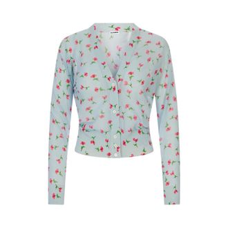 Jil Sander Femme, Pulls, Bleu, Taille: 42 FR Printed Cardigan