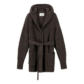 Roberto Collina Cardigan Moulin&eacute; &agrave; capuche et ceinture - Femme - Pulls - Brun - Taille: 38 FR