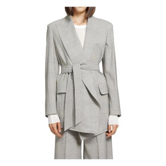 Max Mara Femme, Vestes, Gris, Taille: 34 FR Manteau style robe en laine &agrave; carreaux Glen