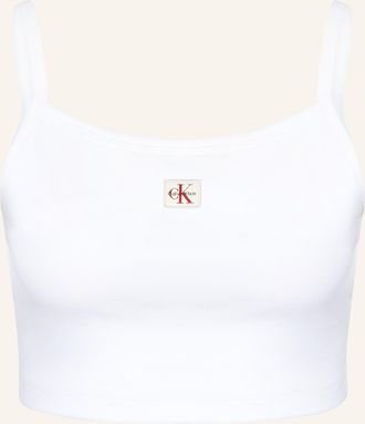 Calvin Klein Jeans Cropped-Top weiss