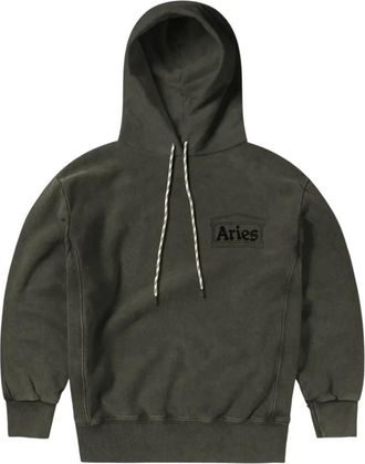 Aries Homme, Sweatshirts et sweats &agrave; capuche, Vert, Taille: L Premium Aged Temple Sweat &agrave; capuche