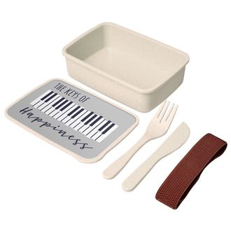 Fabulous Lunch Box Lunchbox mit Besteck, grau, The Keys of Happiness Musiker Instrument, Klavier, 700 ml