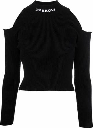 Barrow Barrow, Femme, Pulls, Noir, Taille: 40 FR Haut en maille c&ocirc;tel&eacute;e