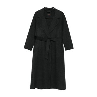 Palt&ograve; Grauer Wollmantel mit G&uuml;rtel - - Coats - Damen - Schwarzk - M
