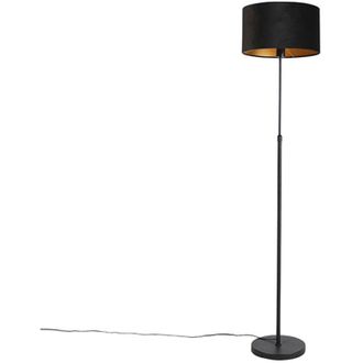 QAZQA parte fl - LED Dimmable Lampadaire avec Abat-Jour variateur inclus - 1 lumi&egrave;re - H 167.5 cm - Noir - Classique/Antique - &eacute;clairage int&eacute;rieur
