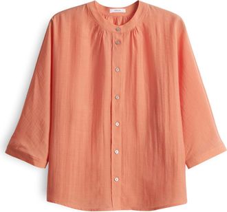 OPUS Damen Dreiviertelarmbluse | Feminine Tunikabluse FABELL aus weichem Lyocell Mix Pale orange, 34