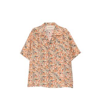 Valentino Floral-print Camp-collar Button-down Silk Shirt