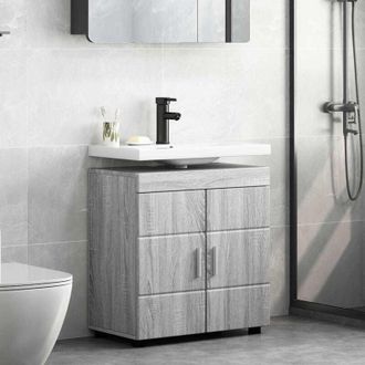 vidaXL Ensemble de Meubles de Salle de Bain TULUM Gris Sonoma vidaXL