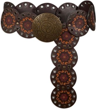 Etro Femme, Accessoires, Brun, Taille: S Print Studded Leather Belt