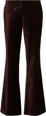 Forte_Forte Straight-Leg-Hose in Samtoptik - Braun