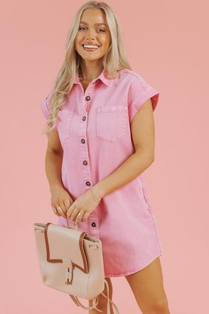 Azura Exchange Denim Hemdkleid Lässig