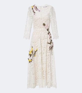 Oscar De La Renta Midikleid aus Guipure-Spitze
