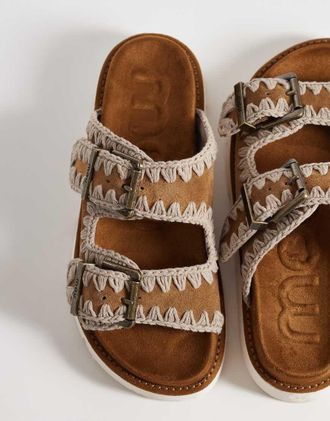 Mou Mou - Sandalen in Hellbraun mit zwei Schnallen-Neutral