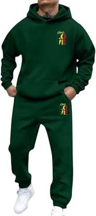 Generic Ensemble sweat &agrave; capuche et pantalon de surv&ecirc;tement pour la Saint-Valentin pour hommes 2026, vert fonc&eacute;, 3XL