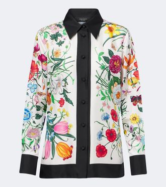 Gucci Chemise Gucci Flora en serg&eacute; de soie