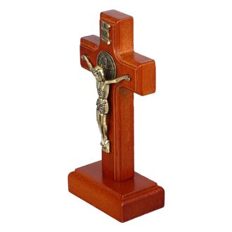 Valiclud Holz Wandkreuz mit St&auml;nder f&uuml;r Katholische Feste Gebetsraum und Tischdekoration Jesus Kreuz f&uuml;r Wand und Schreibtisch Christliches Kreuz f&uuml;r Heim und 