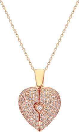 Dkeniz Dkeniz Anh&auml;nger mit Kette 925 Silber rose vergoldet Gl&auml;nzend 45,5+7,5cm Zirkonia Wei&szlig;