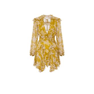 Elisabetta Franchi Seidenvoile-Kleid mit R&uuml;schen - - Dresses - Damen - Gelb - XL