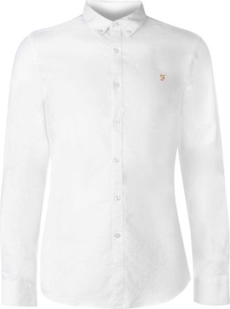 Farah Herren Brewer Slim Fit Cotton Oxford Shirt Hemd, Wei&szlig;, XL