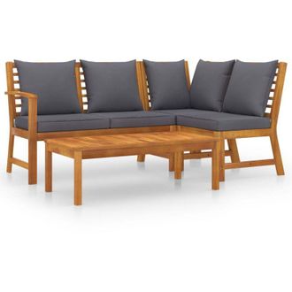 vidaXL Vidaxl - Salon de jardin 4 pcs avec coussin Bois dacacia solide