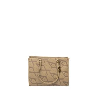 A|X Armani Exchange Femme, Sacs, Brun, Taille: ONE Size Sac &agrave; main en cuir marron avec d&eacute;tails dor&eacute;s