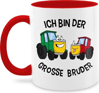 Shirtracer Tasse Tassen 325ml - Gro&szlig;er - Ich bin der grosse Bruder Traktor - 325 ml - Rot - tasse+gro&szlig;er+bruder big brother br&uuml;der geschenk fuer den grossen brud
