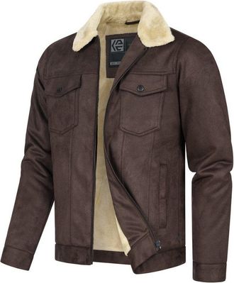 Indicode Lederjacke Herren INWoodleys Jacke Winter Herrenjacke Winterjacke mit warmem Teddyfell