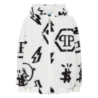 Philipp Plein Femme, Vestes, Blanc, Taille: 36 FR Bomber Monogram