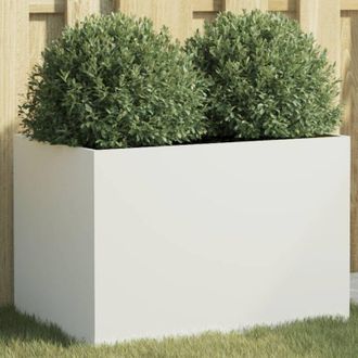vidaXL Jardini&egrave;re blanc 62x40x39 cm acier lamin&eacute; &agrave; froid