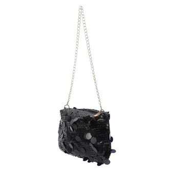 Milisten Paquet &agrave; Bandouli&egrave;re Noir &agrave; Sequins pour Femmes Petit Paquet Carr&eacute; 24X17X6 CM avec Cha&icirc;ne &Eacute;l&eacute;gante Compact et Scintillant pour F&ecirc;tes et &Eacute;v&eacute;nements For
