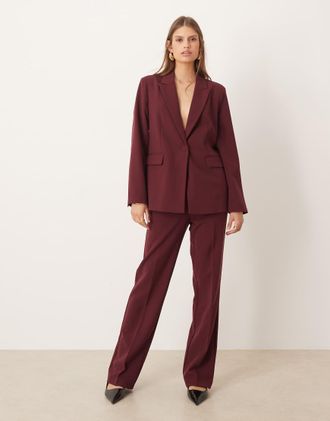 Vero Moda Elegante Hose in Burgunderrot mit hohem Bund, Kombiteil