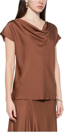 Nouvelle/Silk95Five Femme, Blouses et Chemises, Brun, Taille: 40 FR Cowl Neck Short Sleeves Tie Belt