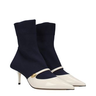 Jimmy Choo London Womens Blue Fabric Ankle Boots