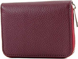modamoda.de P04 Portefeuille pour femme, en cuir v&eacute;ritable, court, style italien, Rouge bordeaux, Small