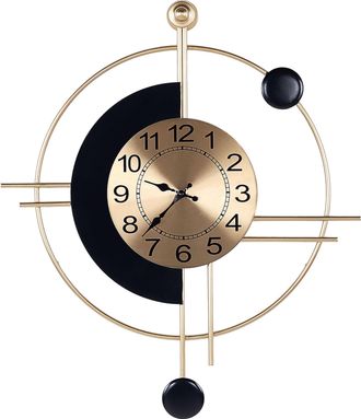 Beliani Moderne Wanduhr Metall Gold/schwarz geometrisch mit arabischen Zahlen Allogny