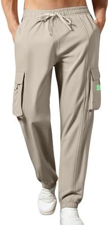 Generic Pantalon de surv&ecirc;tement pour homme - Taille &eacute;lastique - Pantalon cargo avec cordon de serrage - Plusieurs poches - Pantalon de jogging confortable et 