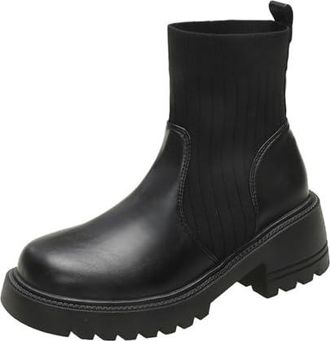 Generic Bottines Chelsea pour femme avec talon bloc - Semelle profil&eacute;e - Imperm&eacute;ables - Coupe-vent - Refined - Bottes Chelsea - Bottes mi-mollets - Bottines c