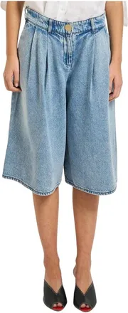 A|X Armani Exchange Femme, Shorts, Bleu, Taille: 38 FR Long Short en jean &agrave; jambe large
